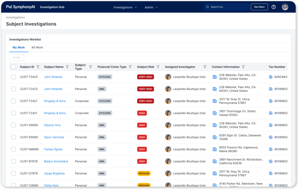 Sensa Investigation Hub - NetReveal Financial | SymphonyAI