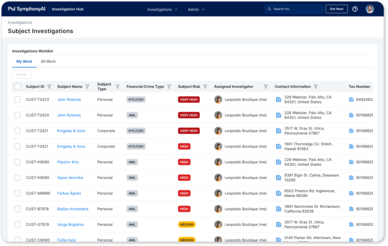 Sensa Investigation Hub - NetReveal Financial | SymphonyAI