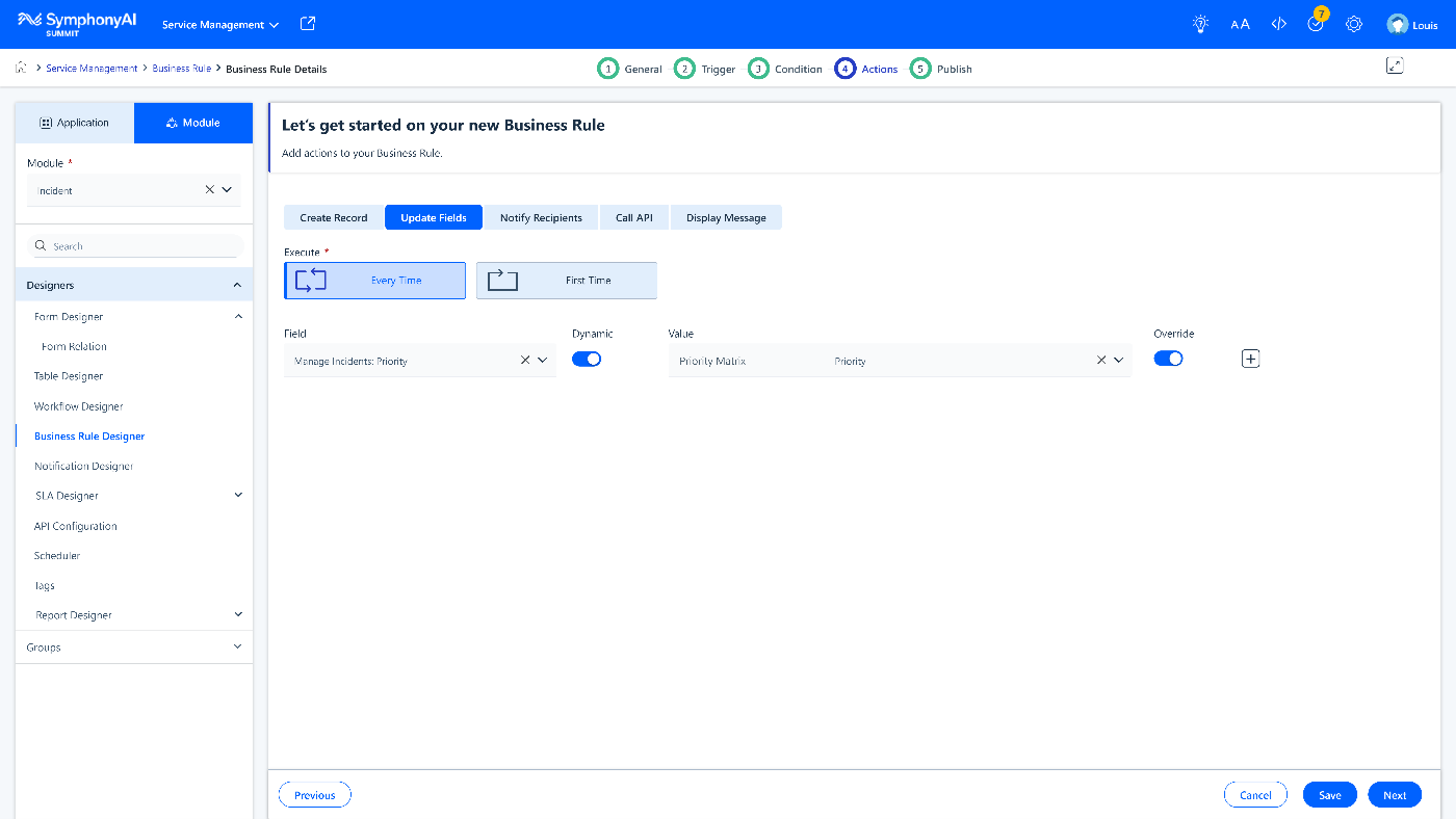 ITSM Business Rule – SymphonyAI